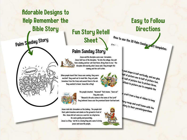 Palm Sunday Craft, Easter Story 3D Egg Craft for Kids, Palm Sunday ...