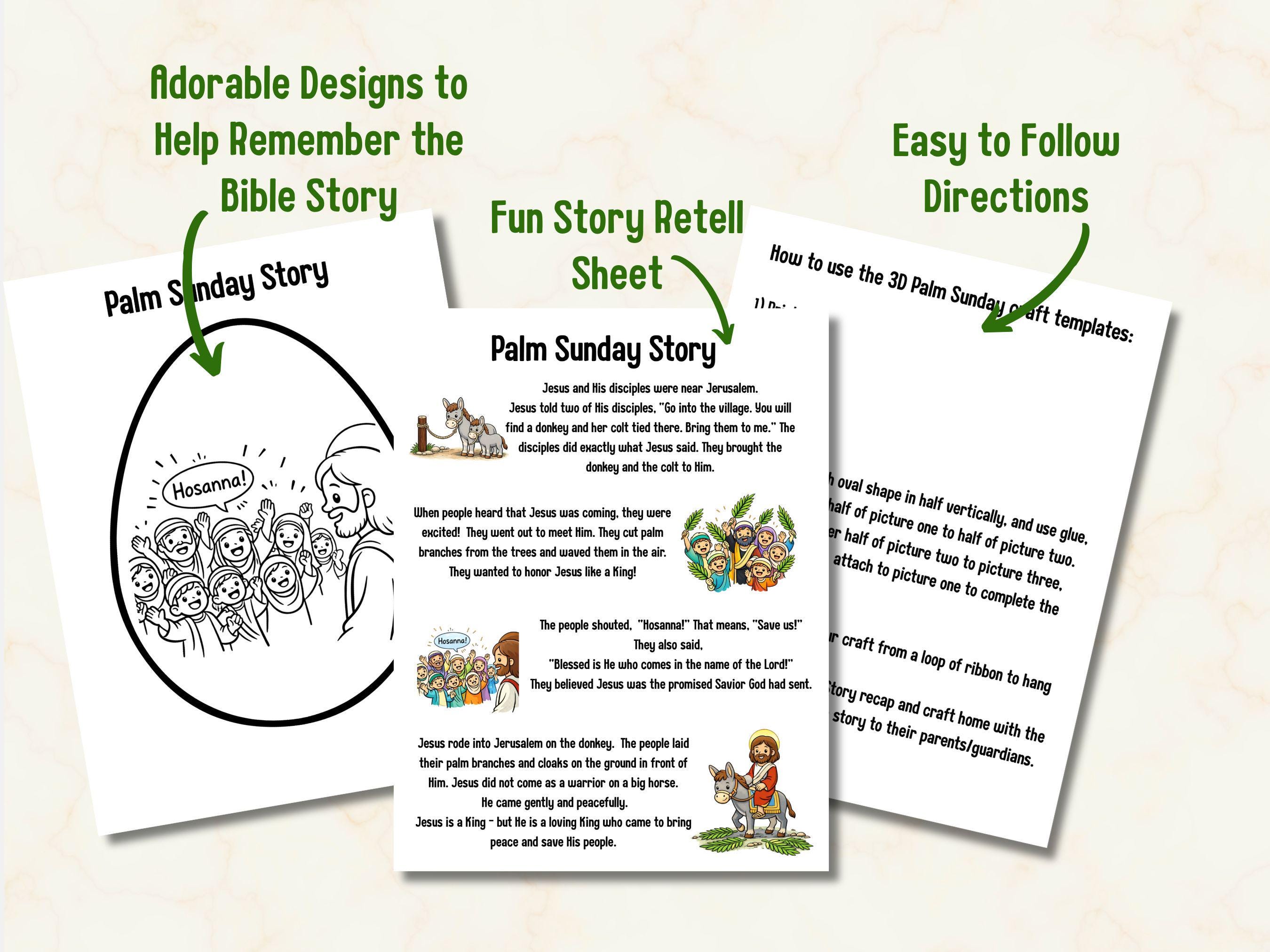 Palm Sunday Craft, Easter Story 3D Egg Craft for Kids, Palm Sunday ...