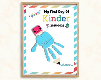 Pencil First Day of School Pre K Craft, Back to School Handprint Art ...