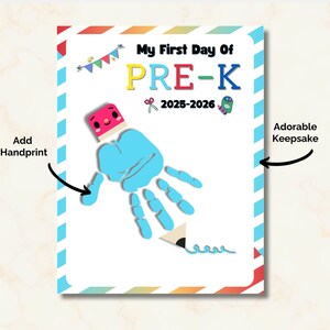 Pencil First Day of School Pre K Craft, Back to School Handprint Art ...