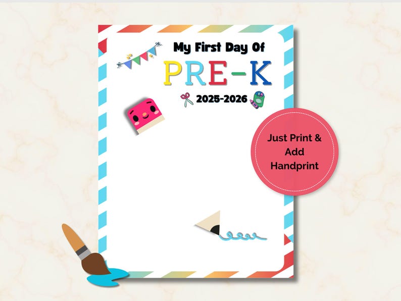 Pencil First Day of School Pre K Craft, Back to School Handprint Art ...