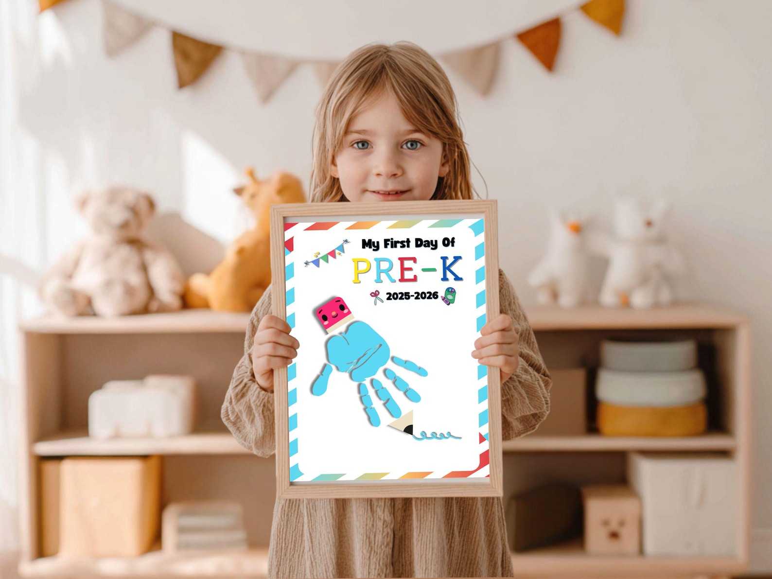 Pencil First Day of School Pre K Craft, Back to School Handprint Art ...