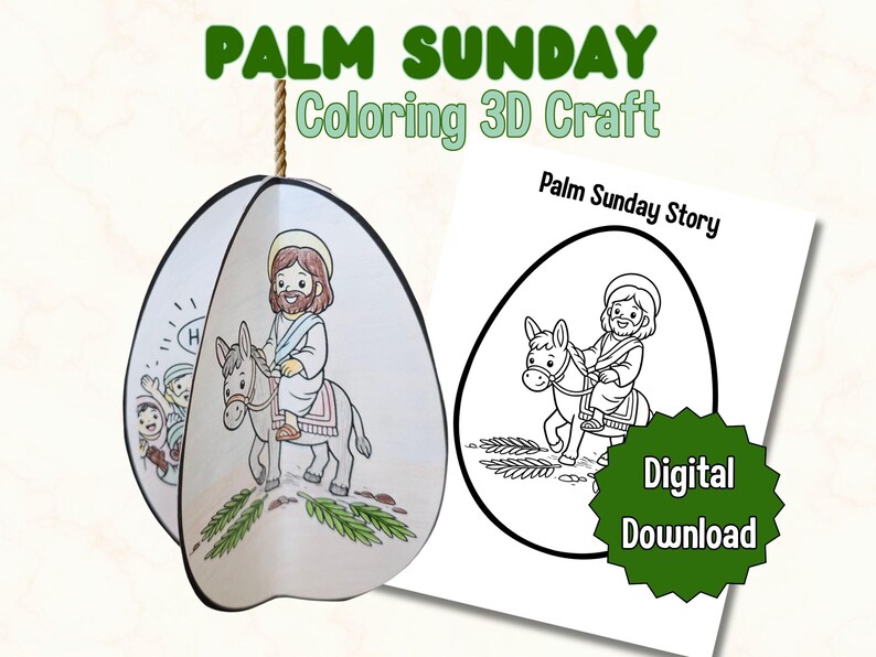 Palm Sunday Craft, Easter Story 3D Egg Craft for Kids, Palm Sunday ...