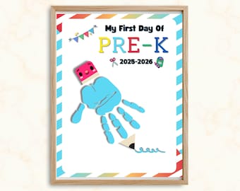 First Day of Prek Handprint Craft, Pencil First Day of School Pre K ...