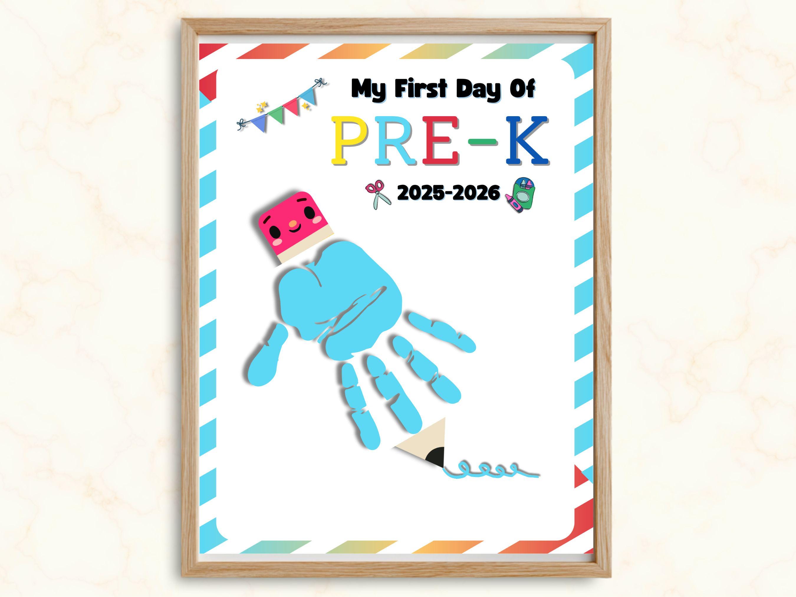 Pencil First Day of School Pre K Craft, Back to School Handprint Art ...