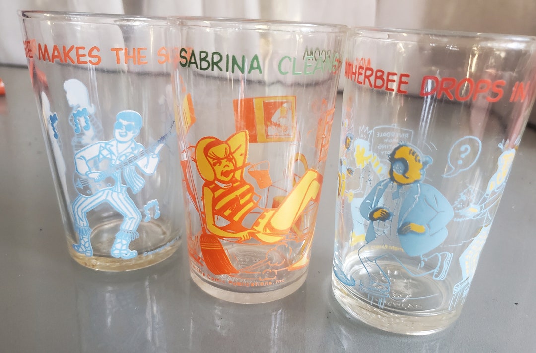 Archie Cartoon Juice Glasses, Set of Three, Vintage Glassware, Archie ...