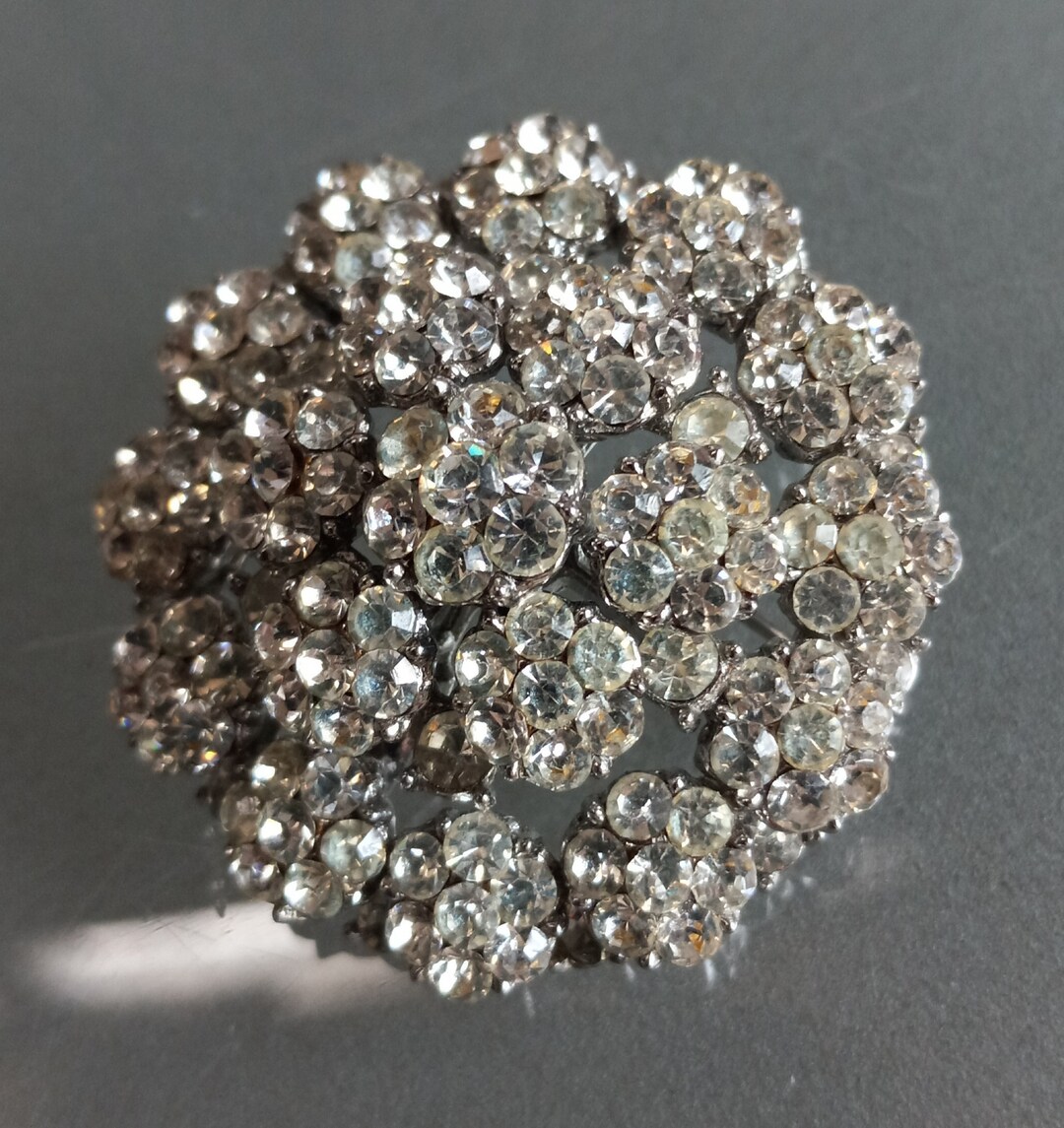 RARE Trifari Rhinestone Covered Large Brooch, Pin, 21 Clusters of ...
