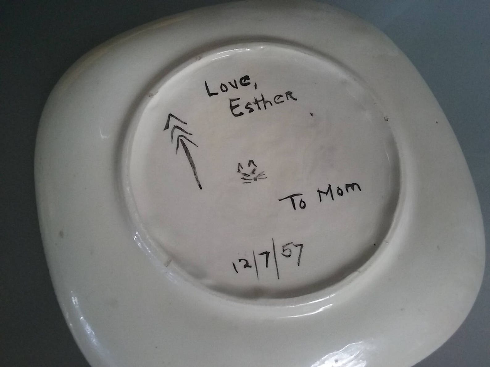 Handmade Square Ceramic Tray Made by Esther for Her Mother in 1957 ...