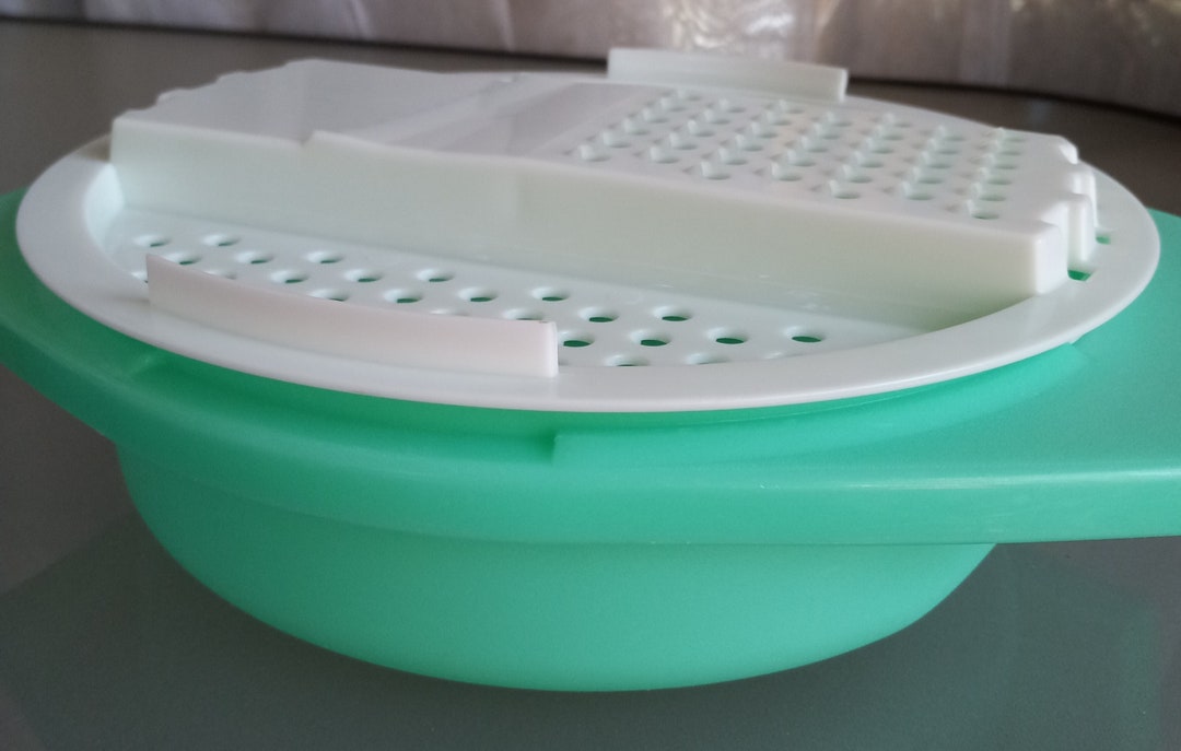 Tupperware Container With Grater, White and Green Plasticware, Vintage ...