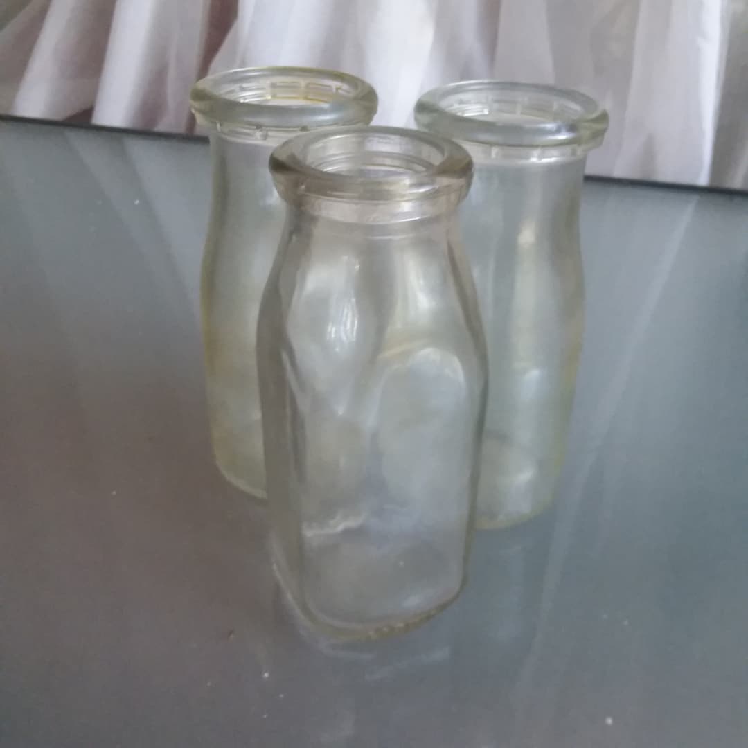 Half Pint Creamer Bottles, Vintage Glass Bottles, Dairy Bottles, Set of ...