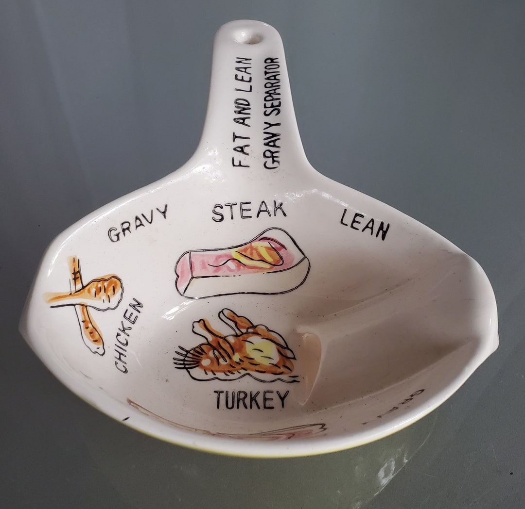Fat and Lean Gravy Separator, Vintage Kitchen Gadget, Fun Funky Kitchen Item, Ceramic Gravy ...