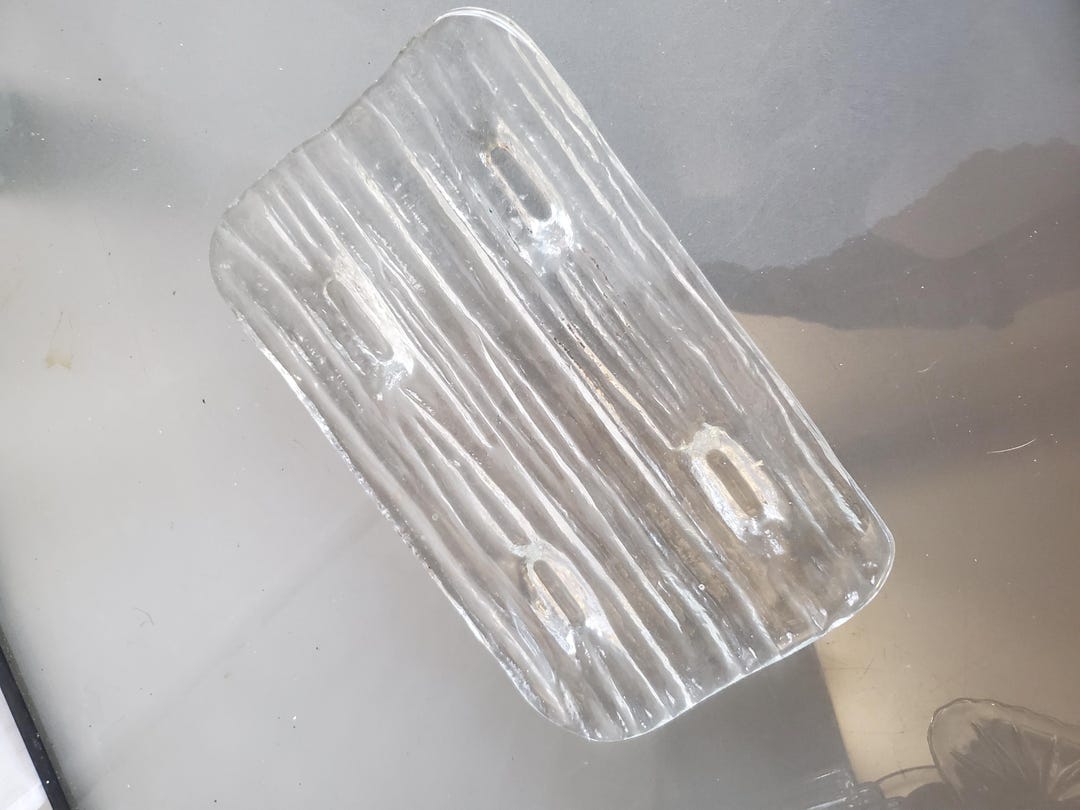 Clear Glass Rectangular Platter, Ice Design, Vintage Serving Platter ...