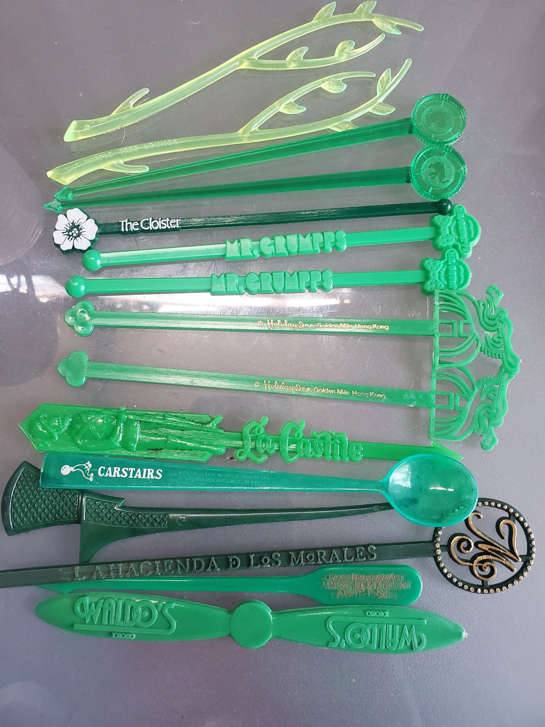 Swizzle Stick Collection in Green, Various Advertising Cocktail ...