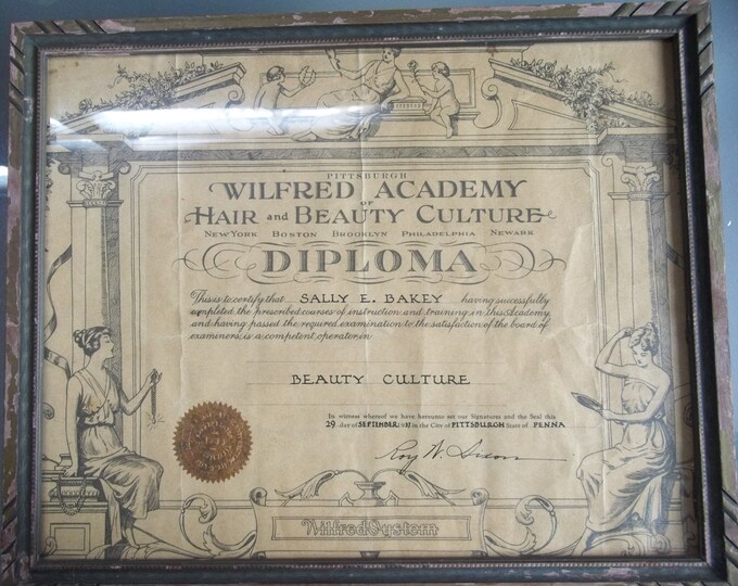 Vintage 1937 Wilfred Academy of Hair and Beauty Culture Diploma - Etsy