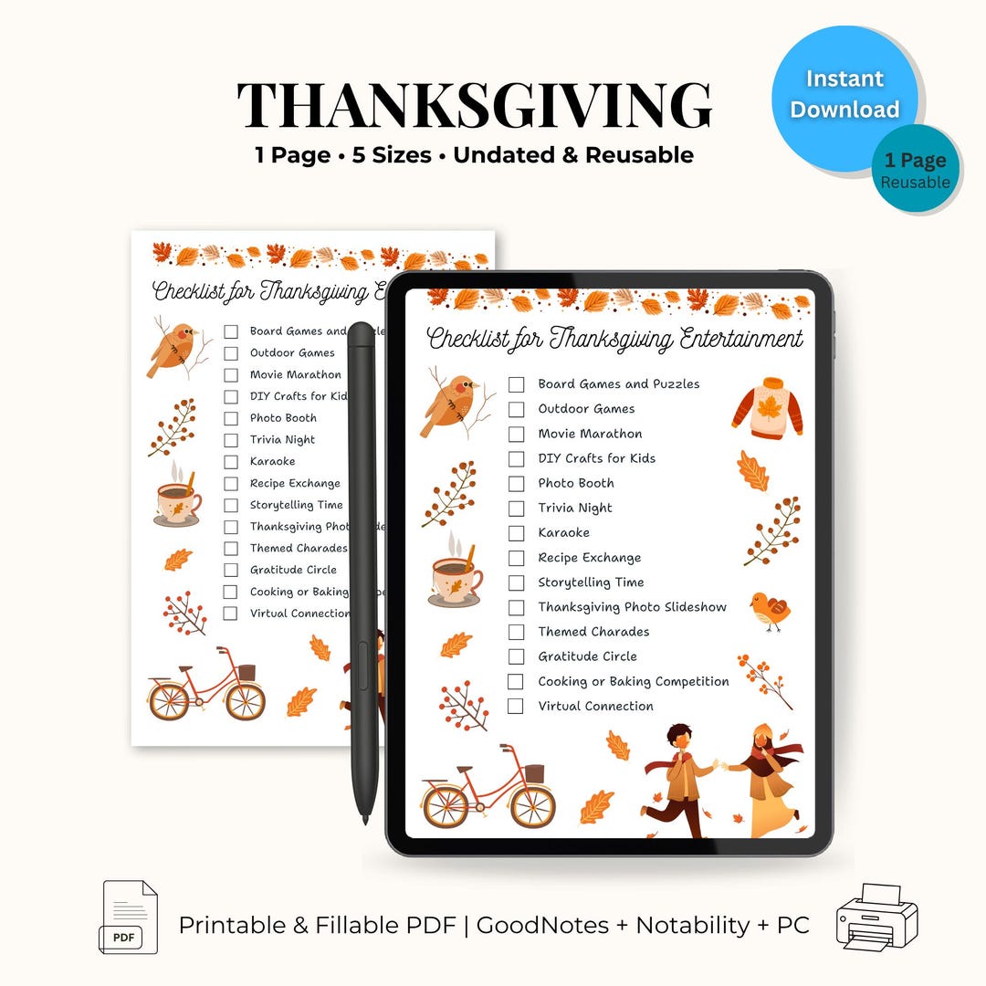 Thanksgiving Entertainment Checklist | Family Activities Planner ...