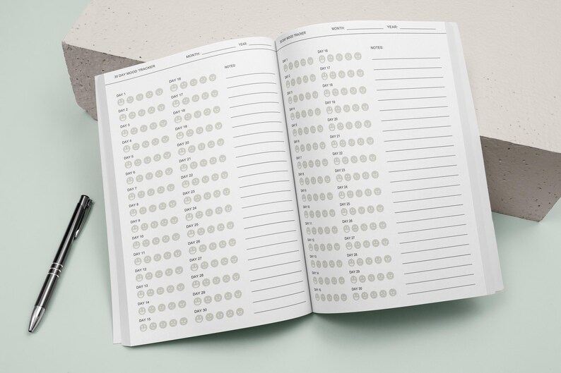 Printable 30 Day Mood Tracker: Self-care Journal (PDF) - Etsy