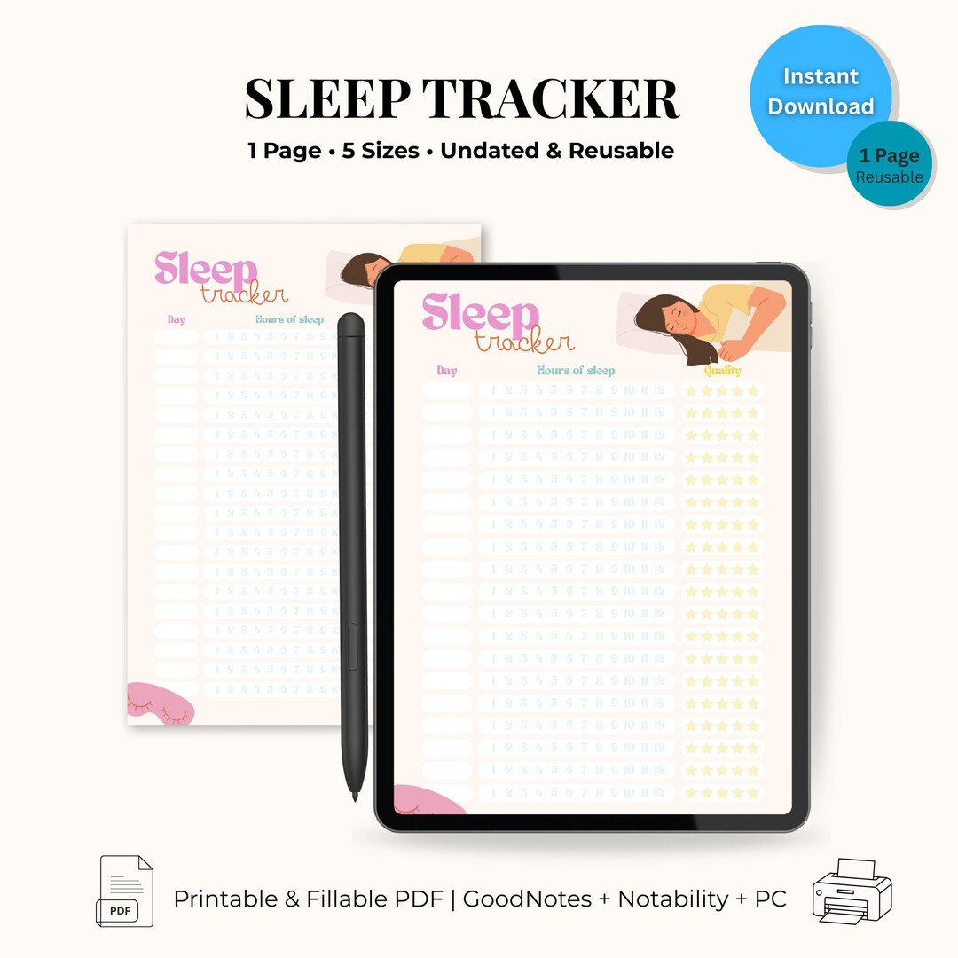 Sleep Tracker Printable, Monthly Sleep Log PDF, Night Tracking Chart ...