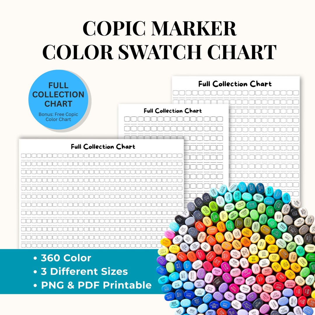 Copic Marker Color Chart: 360 Full Collection Swatch (PDF & PNG) - Etsy UK