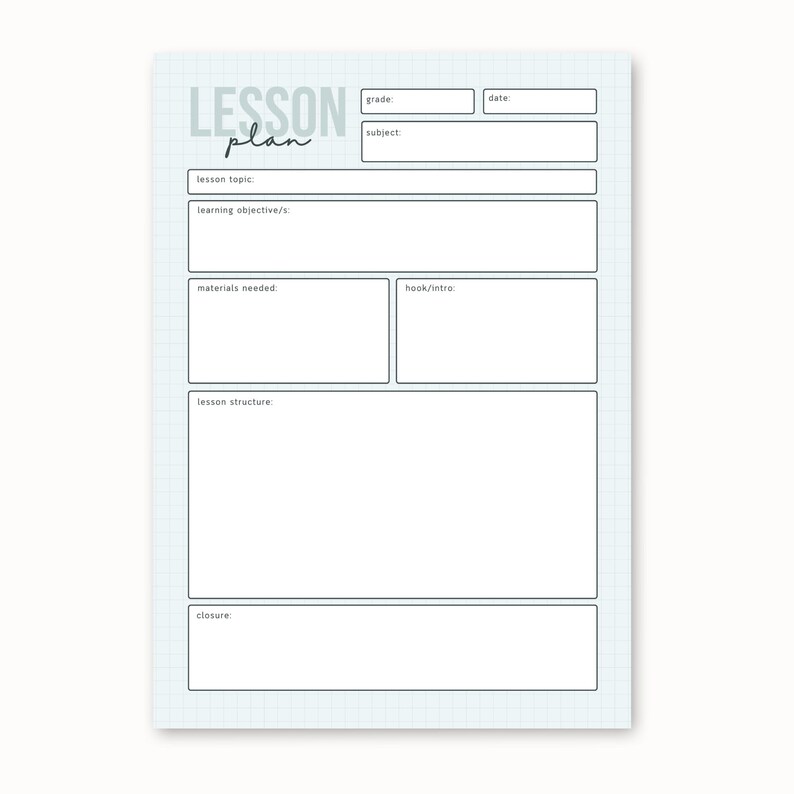 Printable Lesson Plan Template: Fillable PDF Teacher Planner (digital ...