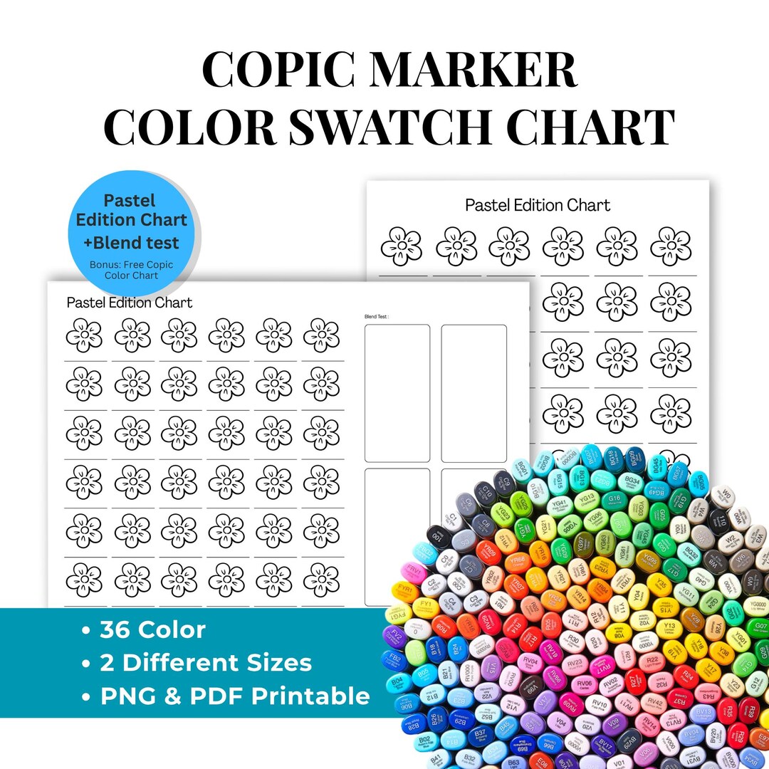 Copic Marker Pastel Swatch Chart | Blend Test (PNG PDF) - Etsy