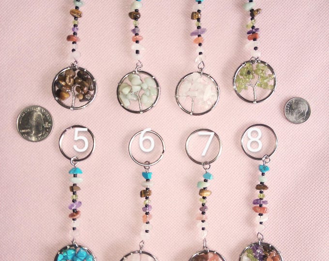 Tree of Life Chakra Keychain • Natural Crystal Key Ring • Choose 1 ...