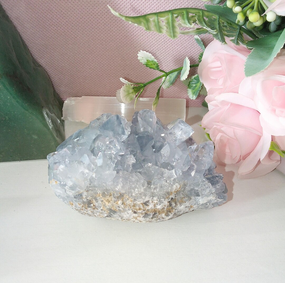 Celestine Cluster – Sky Blue Gem, Exposed Crystals, Rainbow Sparkle ...