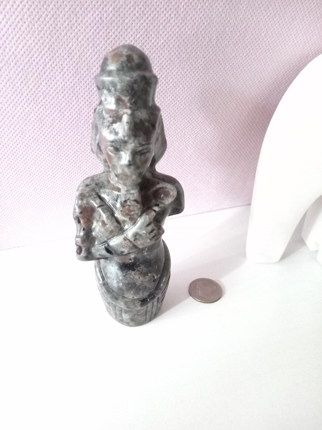 Yooperlite Osiris Carving – UV Reactive Crystal, Egyptian God Sculpture ...