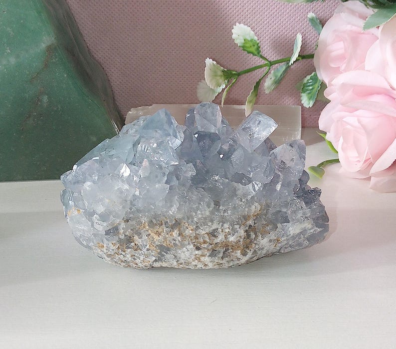 Celestine Cluster – Sky Blue Gem, Exposed Crystals, Rainbow Sparkle ...