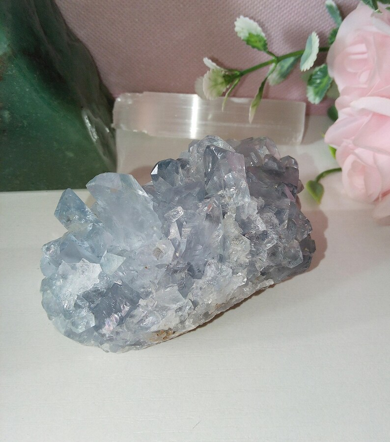 Celestine Cluster – Sky Blue Gem, Exposed Crystals, Rainbow Sparkle ...