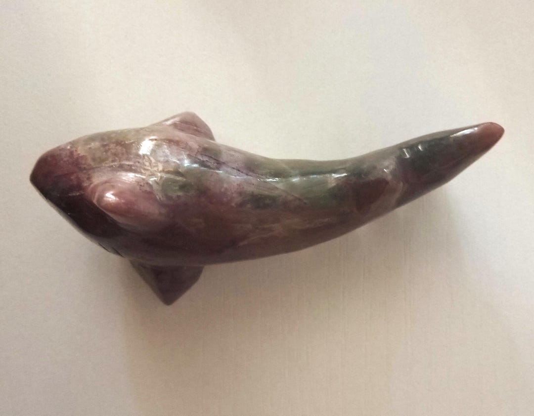 Mookaite Shark Crystal Carving 3.5", Red Brown Green Stone Figurine ...