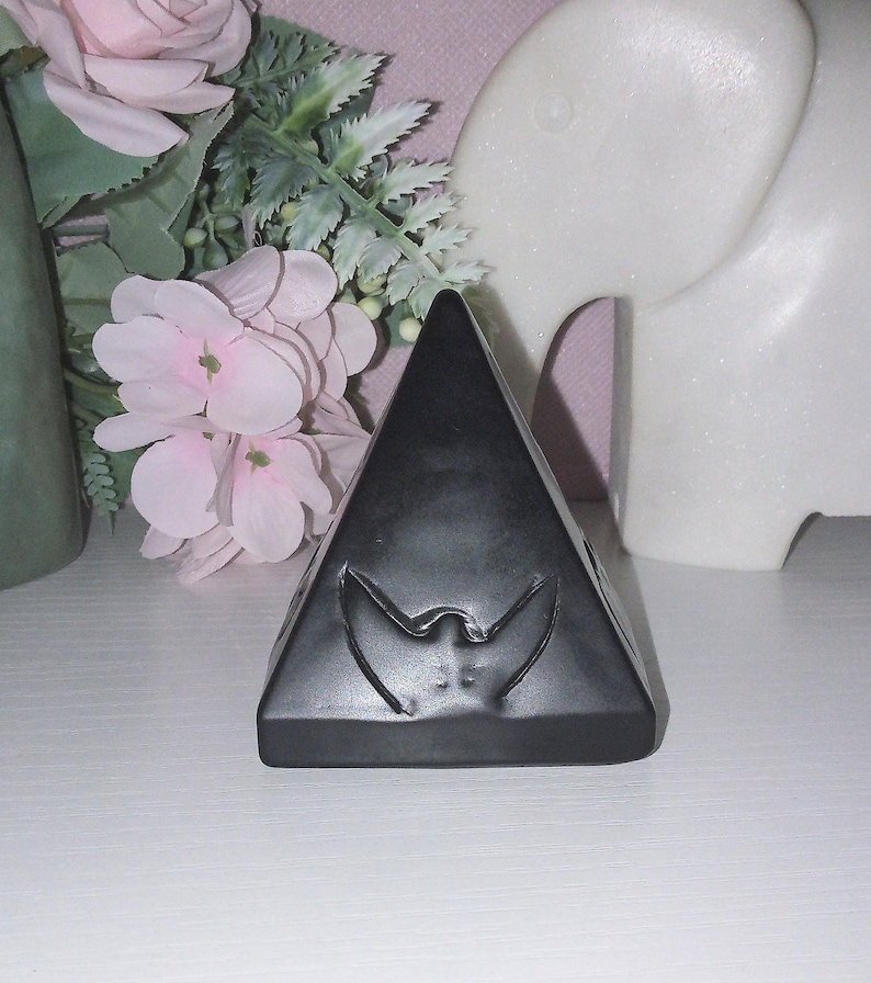 Black Obsidian Pyramid With Etched Sigils | Protective Grounding ...