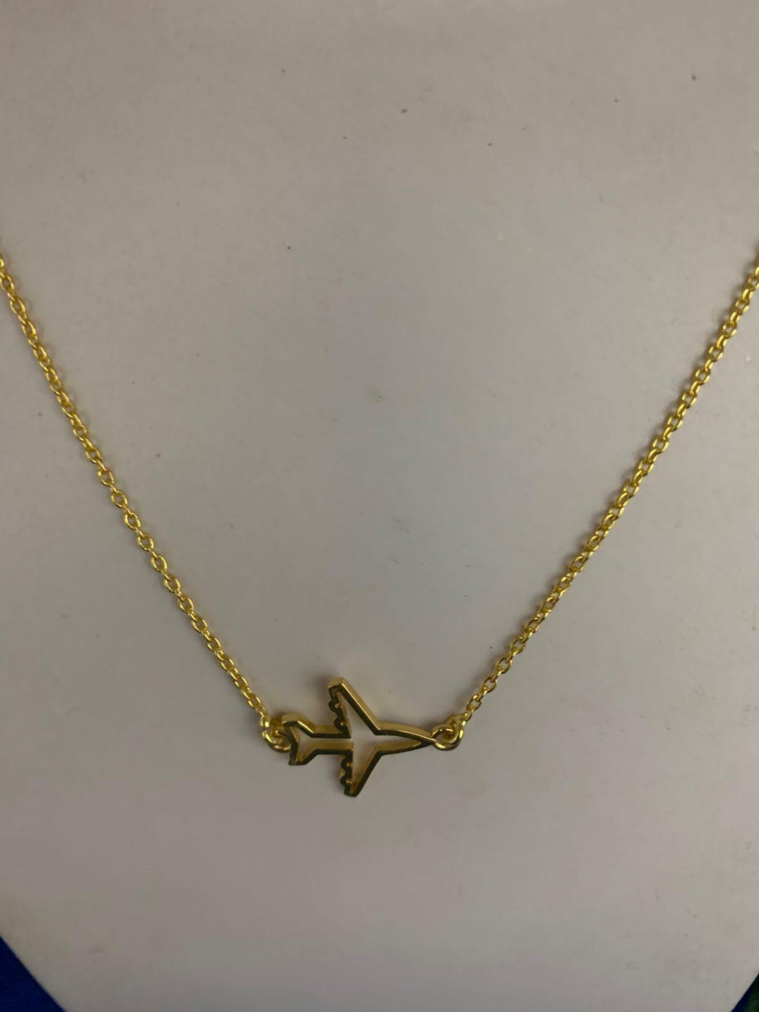Silver 92.514k Solid Gold Airplane Necklace • Tiny Plane Necklace - Etsy