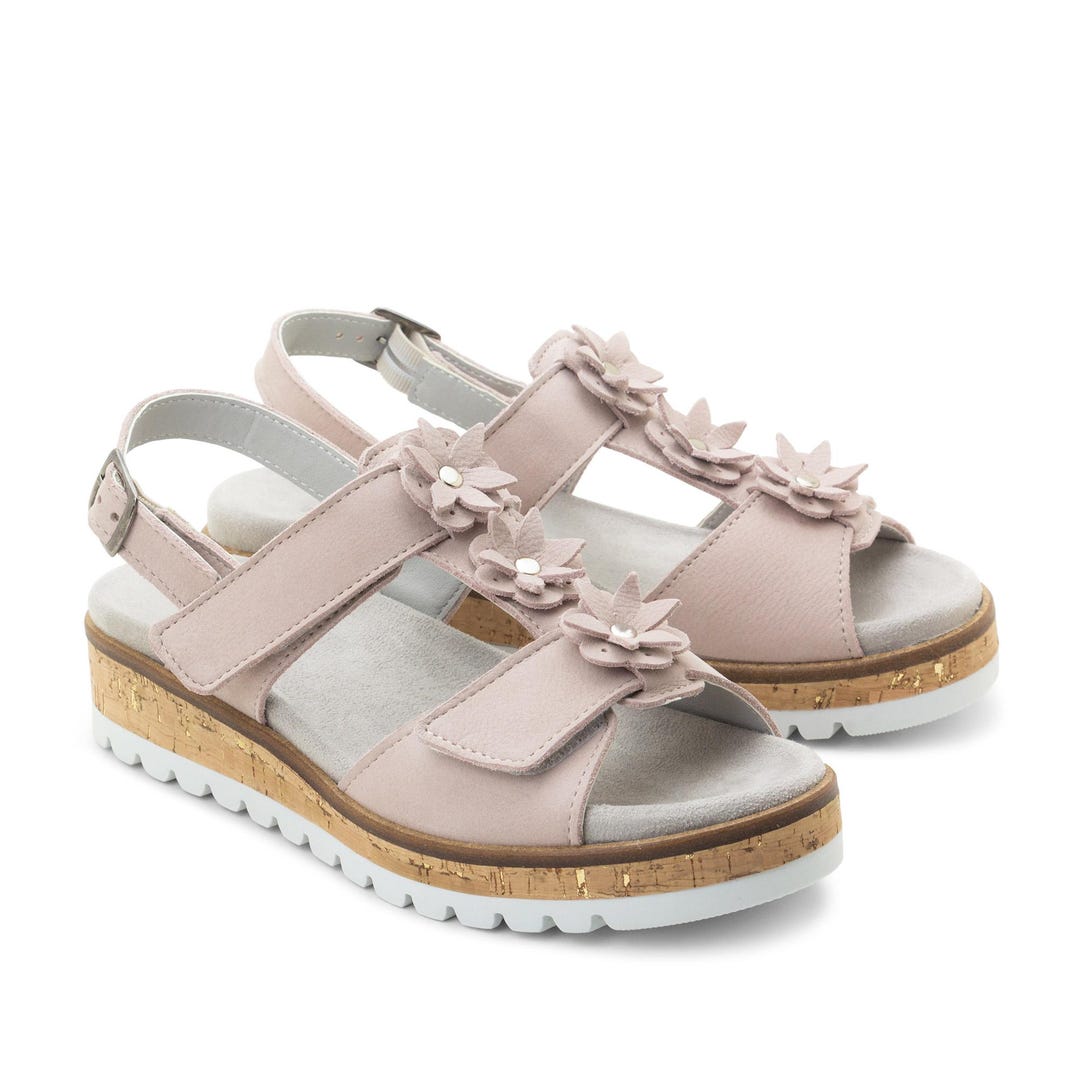 Dromedaris Rosine Lilac Leather Flower Adjustable Sandals - Etsy