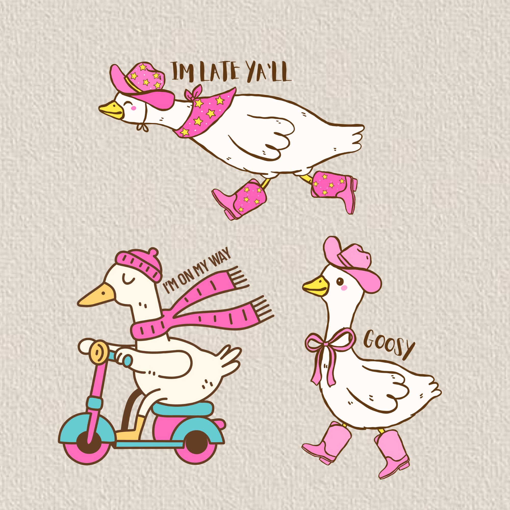 Retro Silly Goose PNG Sublimation Bundle, Cute Silly Goose, Funny ...