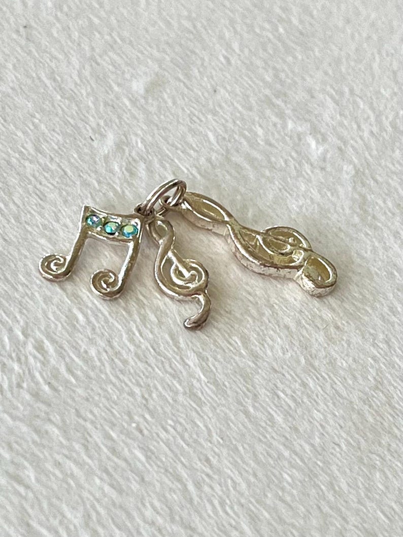 925 Sterling Vintage MUSIC NOTES Charms With 3 Blue Stones - Etsy
