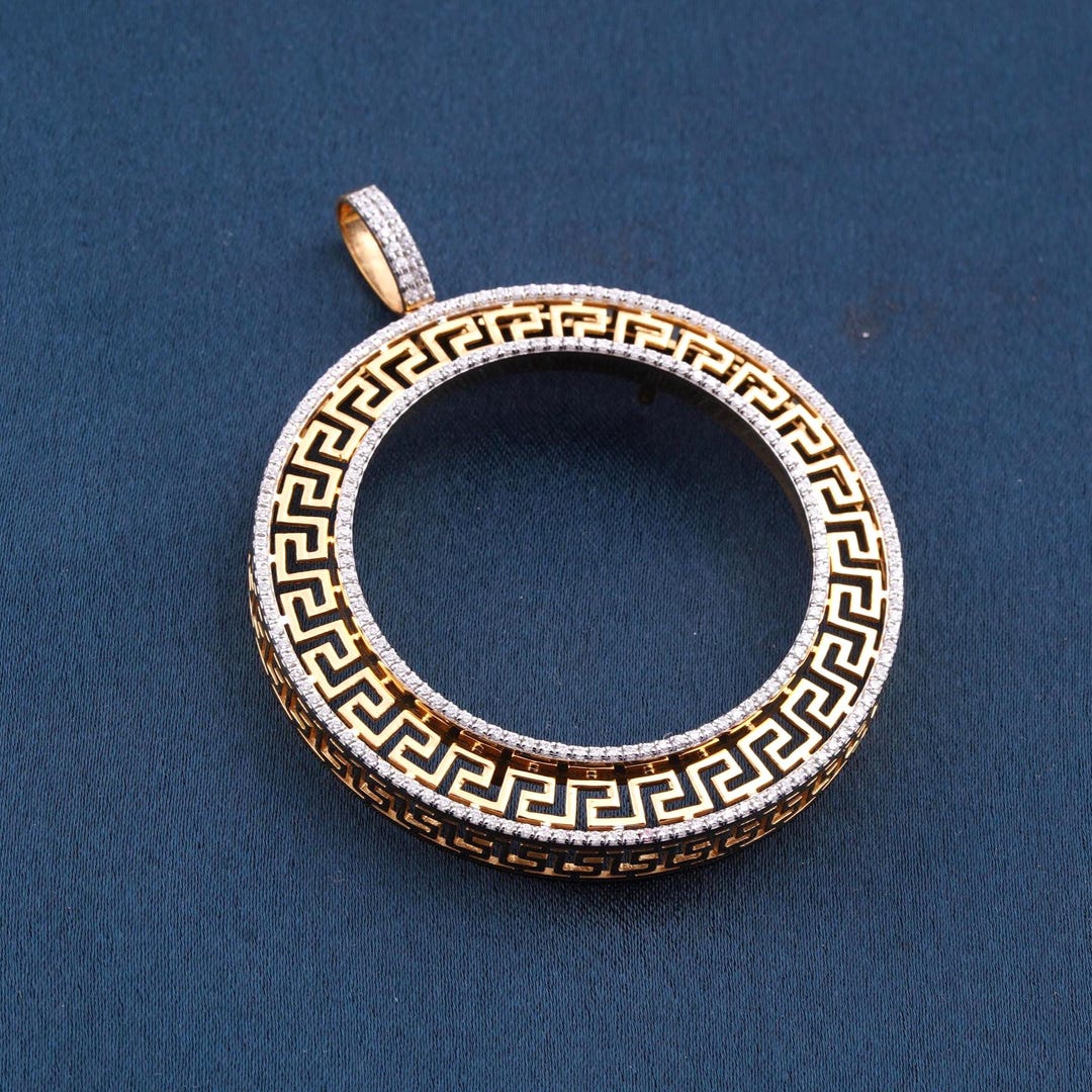 14K Gold Plated Centenario Coin Pendant: Moissanite Bezel, Gift for ...