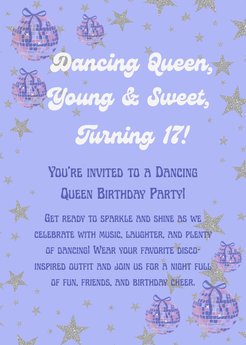 Dancing Queen Birthday Invitation - Etsy