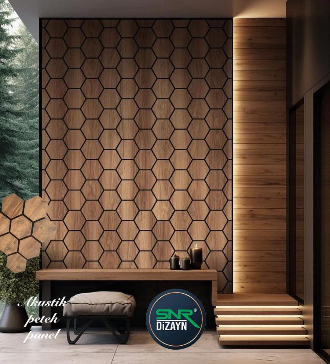 Hexagon Acoustic Wall Panels: 60x70cm Wooden Sound Diffusers, 5-piece ...
