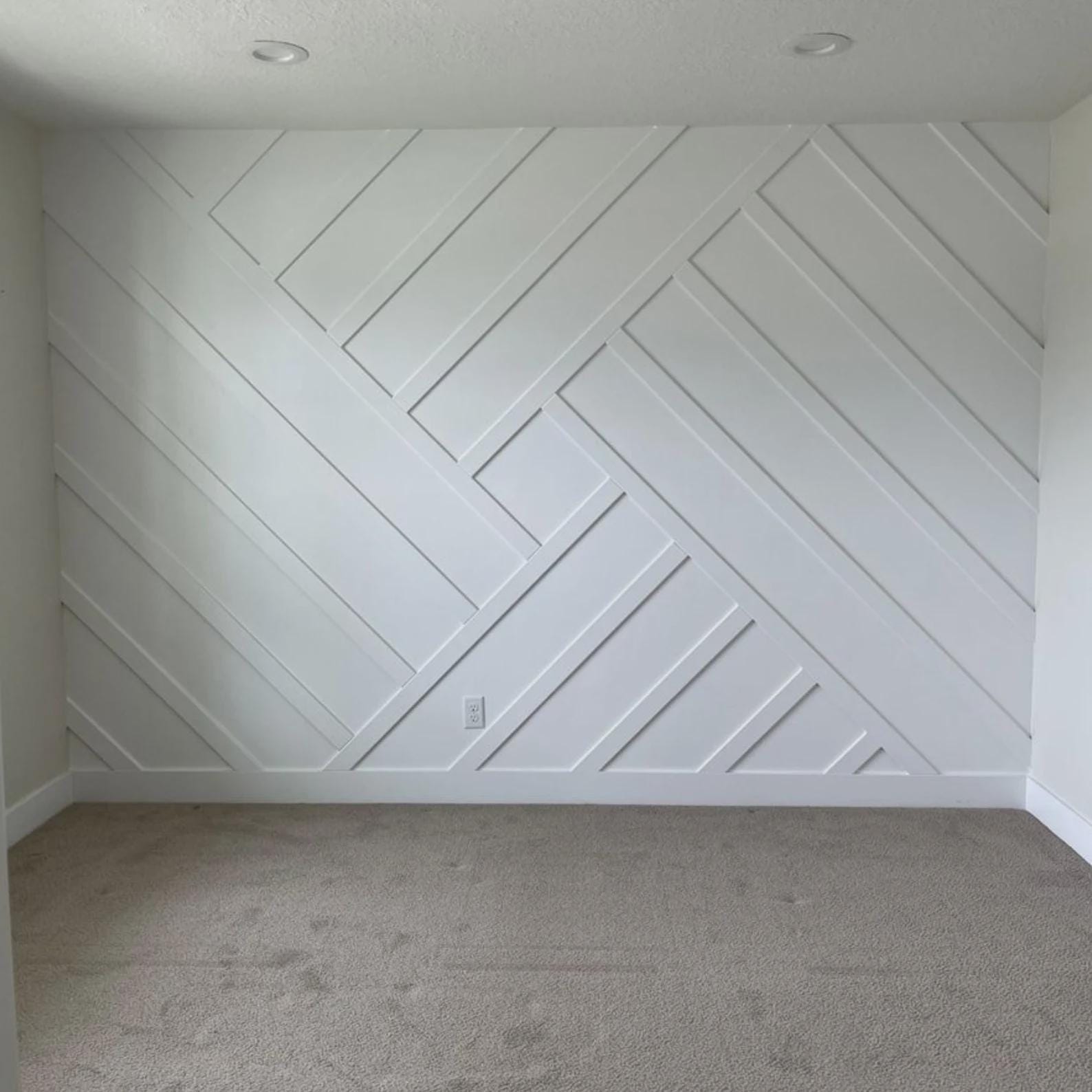 Geometric Wall Molding Kit | Custom Diagonal Wall Panels | Easy Install ...