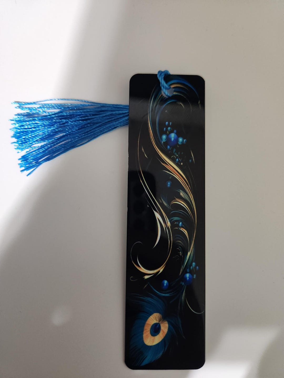 Blue Peacock Feather Metal Bookmark - Etsy