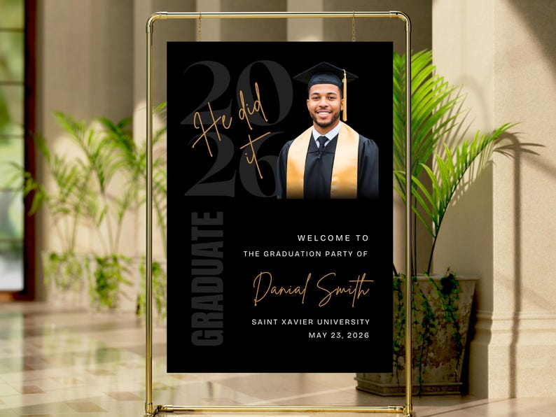 Male Graduation Welcome Sign Template, Photo Graduation Poster, Senior ...