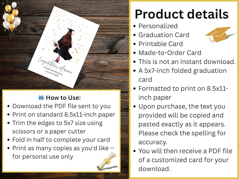 Downloadable Personalized Graduation Card Class of 2025 Custom ...