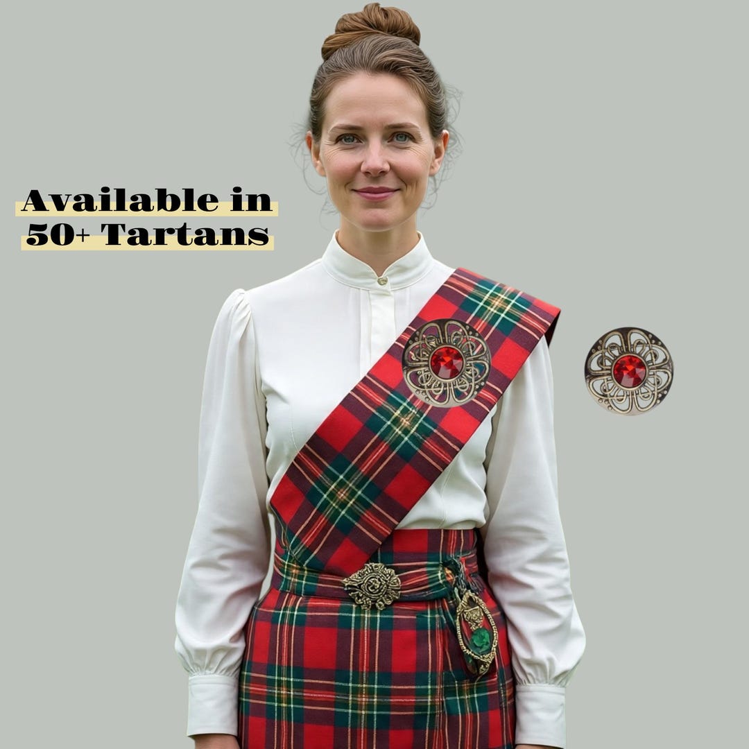Highland Tartan Sash: Scottish Clan Wedding Sash With Brooch - Etsy