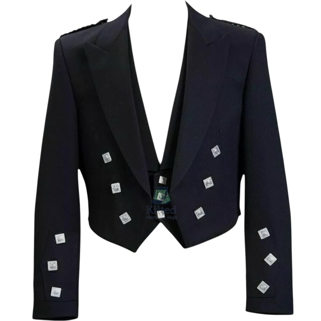 Men's Prince Charlie Black Wool Kilt Jacket With 3 Button Vest - Etsy