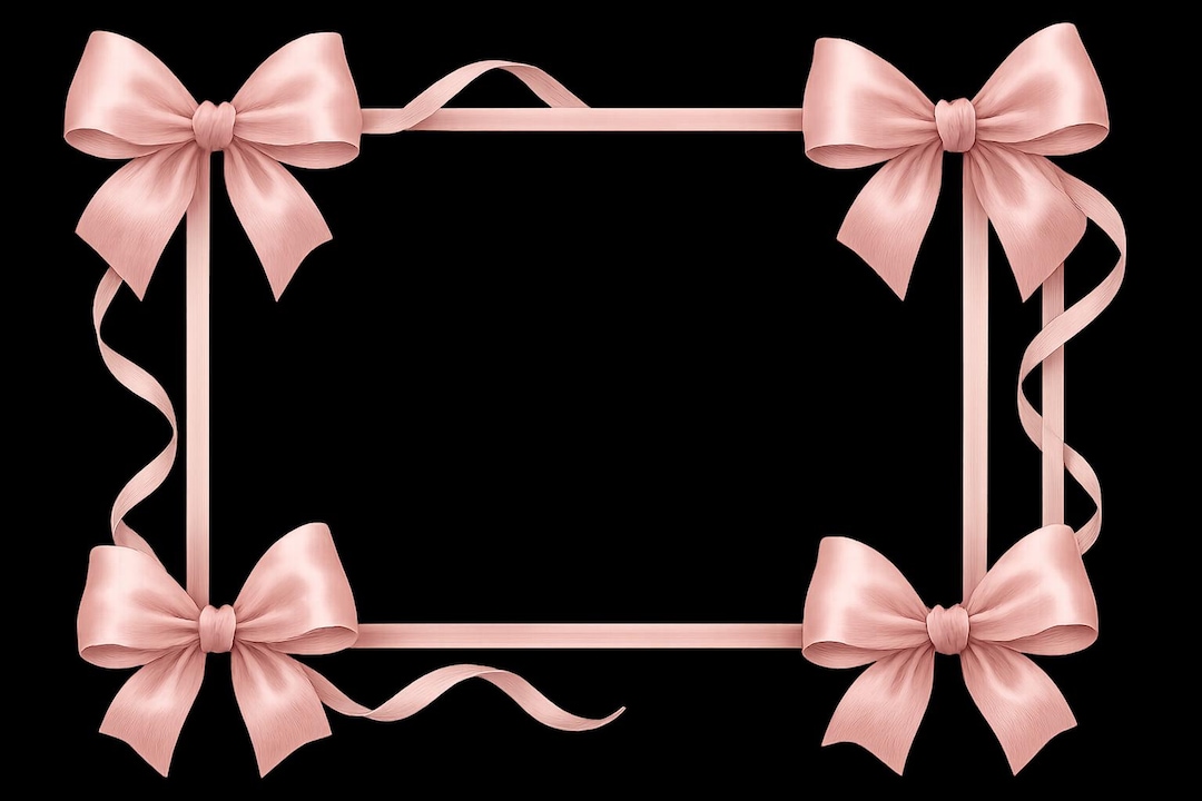 Face Cam Border/webcam Overlay Bows Frame-pink-rectangular Horizontal ...
