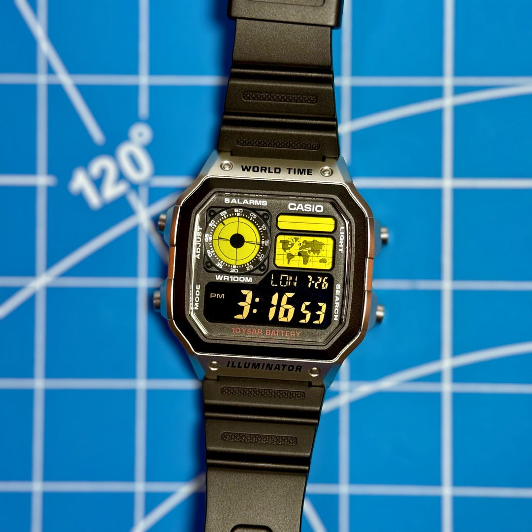 Custom "citadel" Casio AE1200 Watch: Negative LCD, Silver Case - Etsy