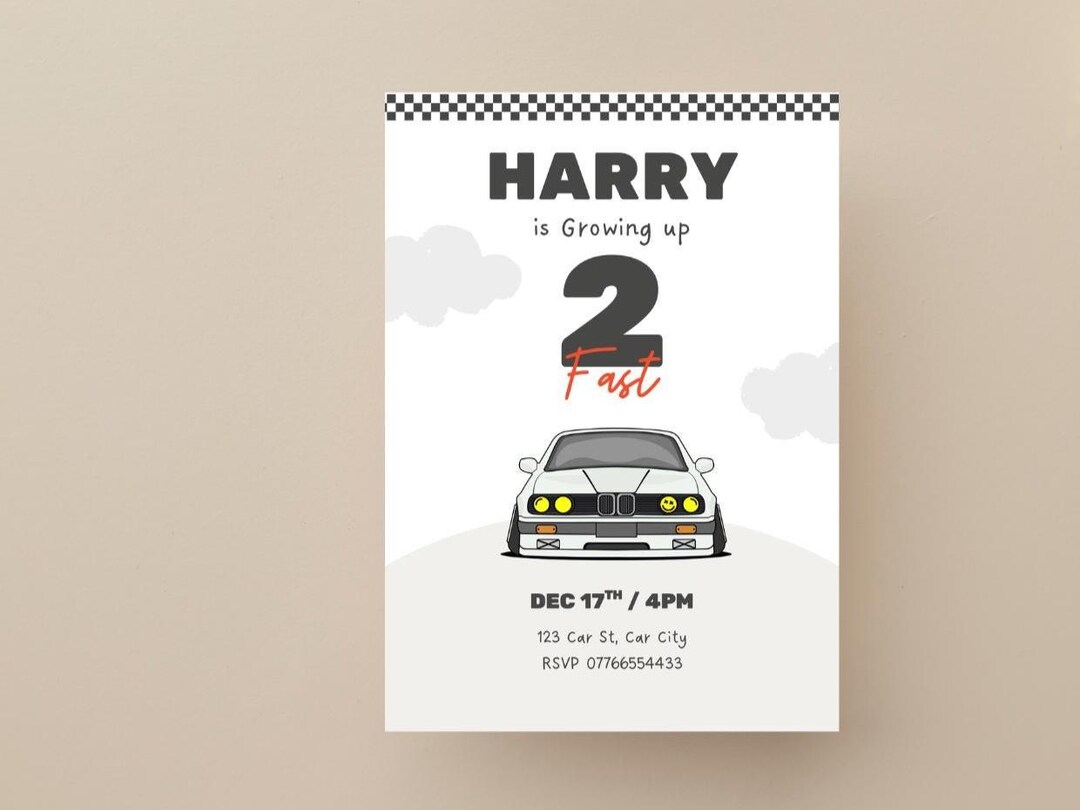 2 Fast Birthday Invitation / BMW Theme / Car Theme / Editable Boy’s 2nd ...