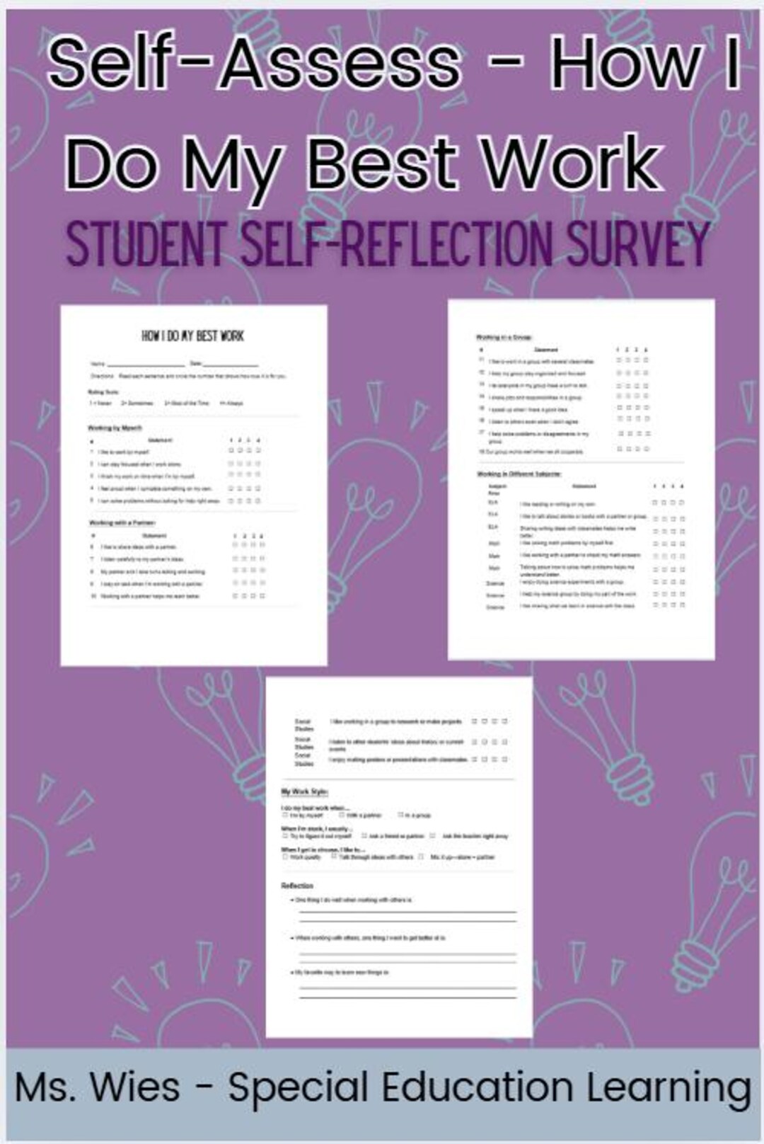 Student Self-reflection Survey: Learning Styles Assessment - Etsy