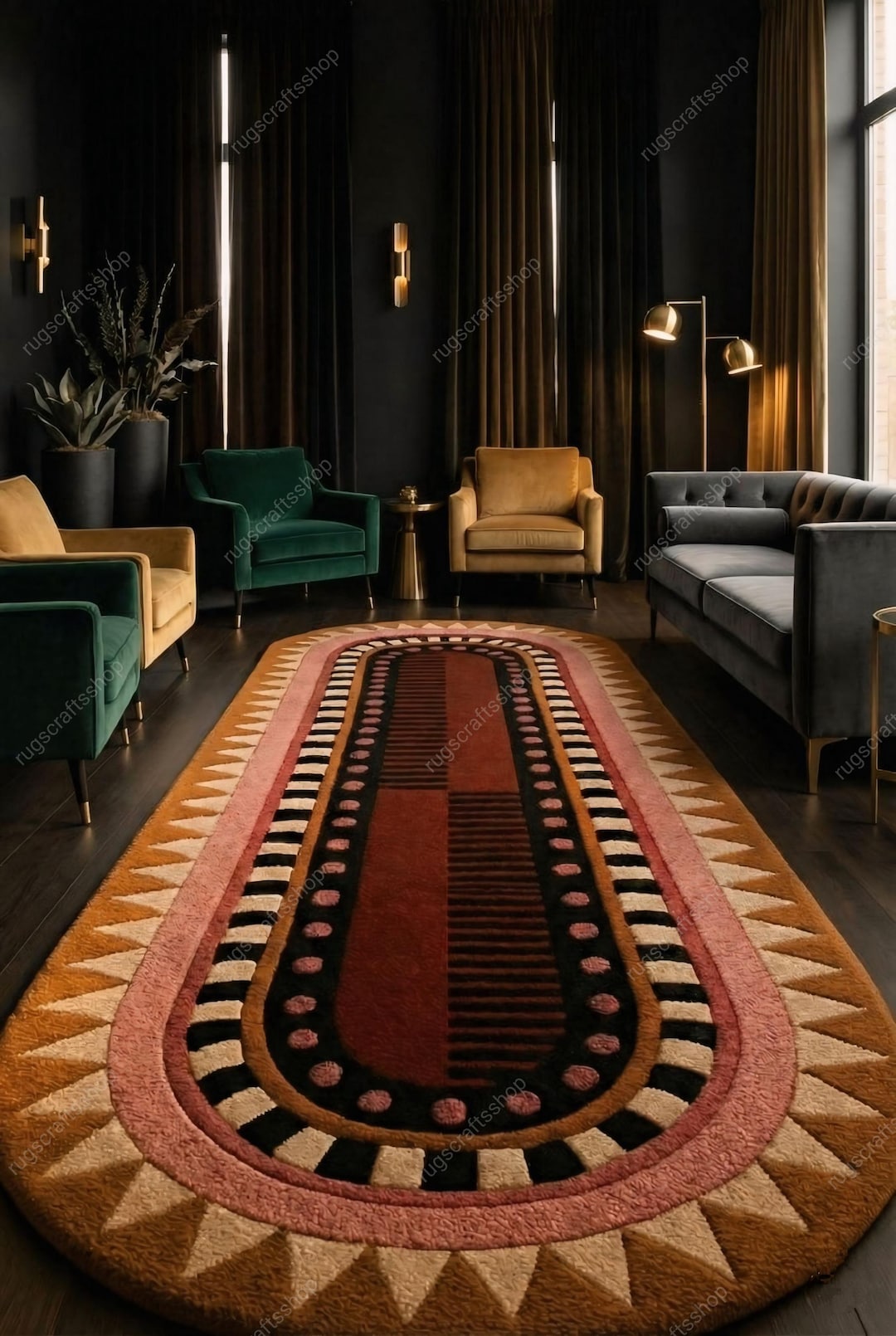 2.5x12 Ft Modern Hand-tufted Geometric Runner Rug — Custom Size ...