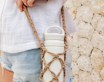 Macrame Water Bottle Holder in Tan - Etsy